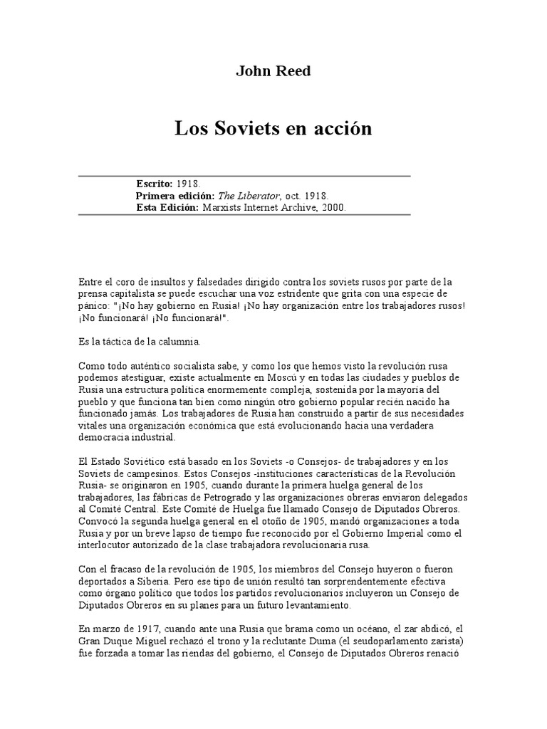 Reed, John Silas - Los Soviets en Acción | PDF | Unión Europea ...