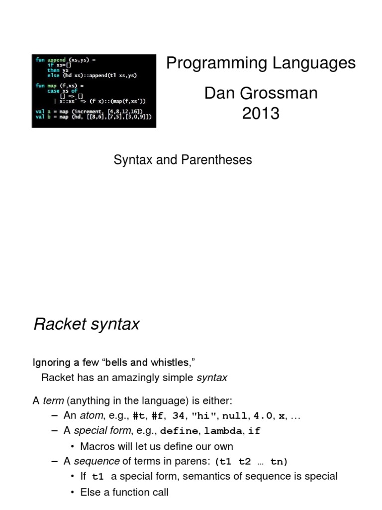 Understanding Racket Syntax Basics | PDF | Computers
