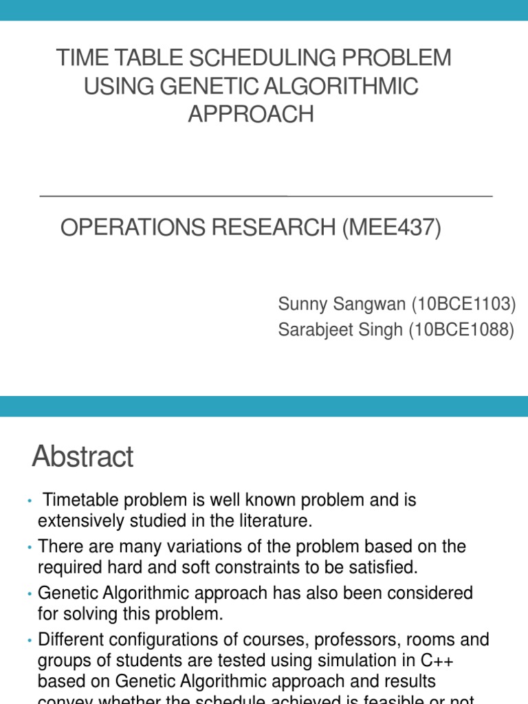 Operations Research Project Presentation | PDF | Genetic Algorithm ...