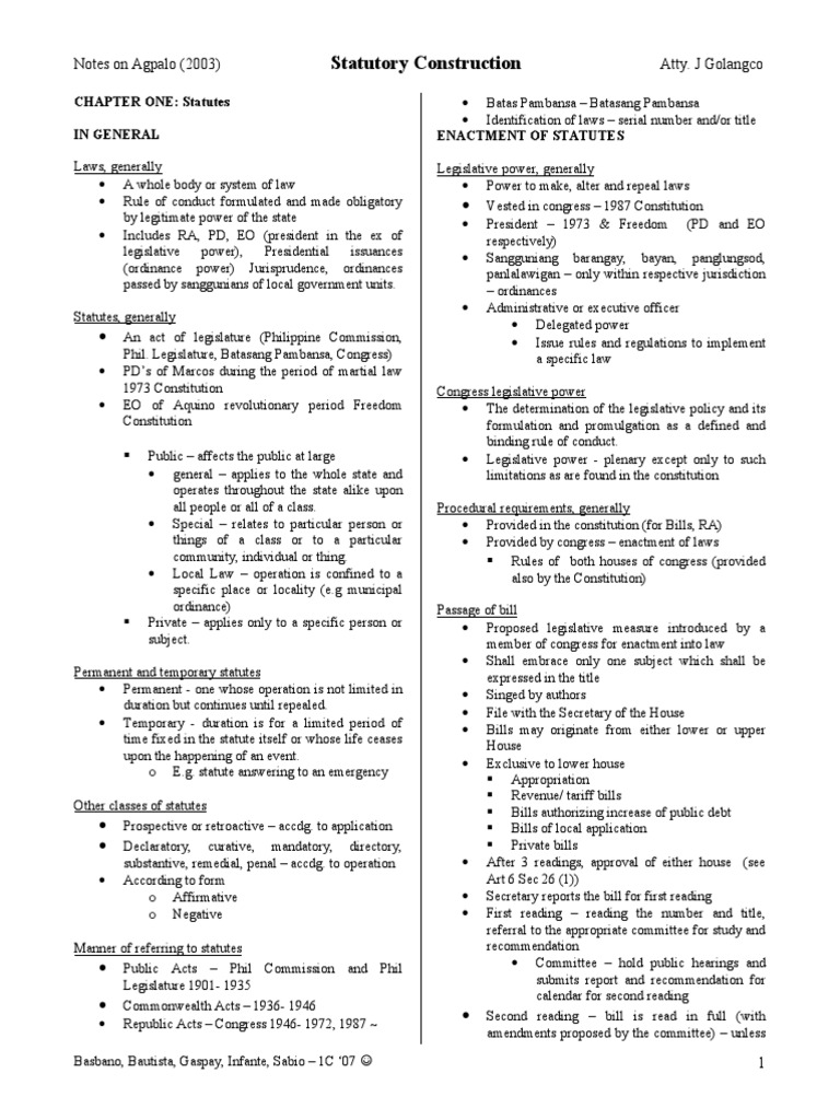 Statcon Agpalo Notes | PDF | Government