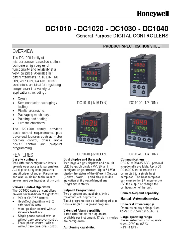 Honeywell Controller Dc1040 Dc1020 Dc1010 TEMP 130701 | PDF | Parameter (Computer Programming ...