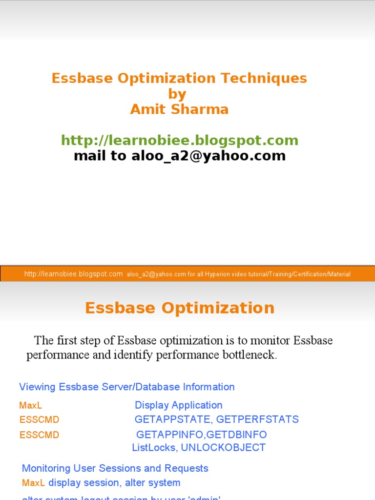 Essbase Optimization | Cache (Computing) | Database Index | Free 30-day Trial | Scribd