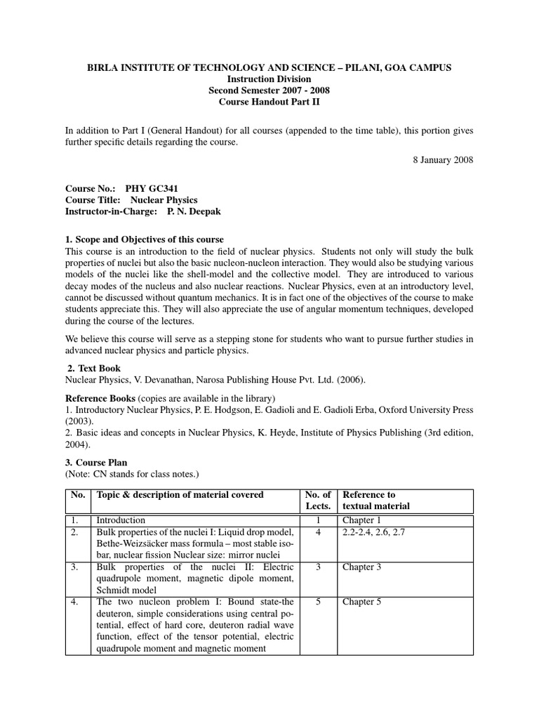 Nuclear Phy Handout | PDF | Nuclear Physics | Atomic Nucleus