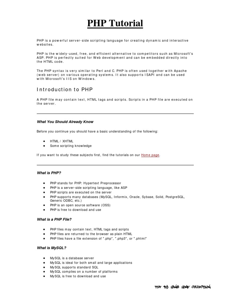 Php Tutorial Pdf Pdf Php Web Server 