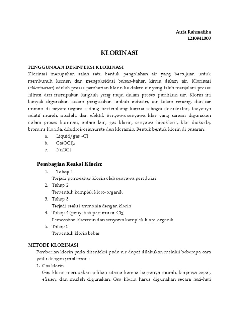 Klorinasi Print | PDF