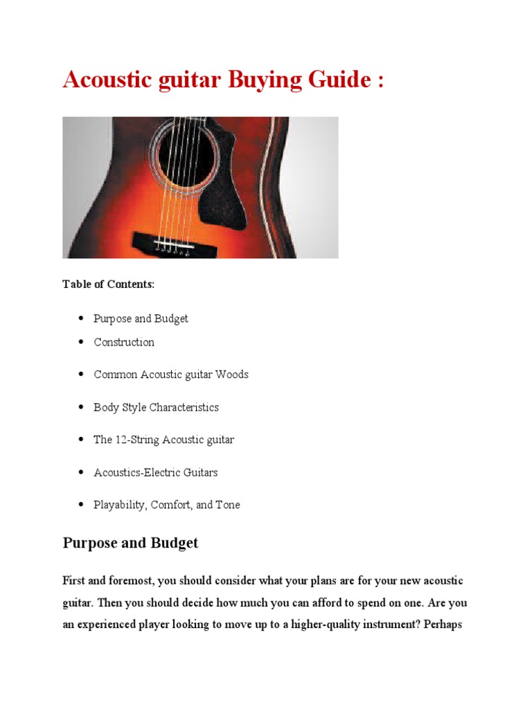Acoustic Guitar Guide for Buyers | PDF