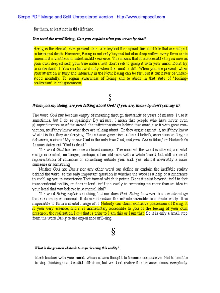 You Used The Word Being. Can You Explain What You Mean by That? | PDF ...