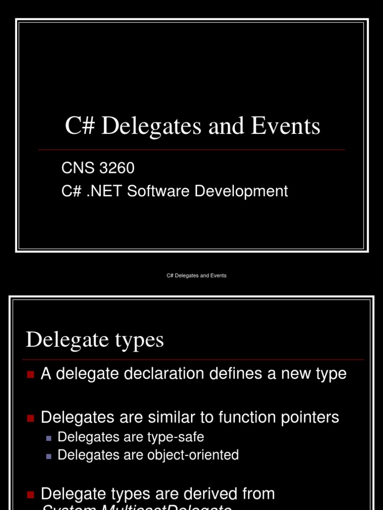 Delegates and Events | PDF | C Sharp (Programming Language) | Method ...