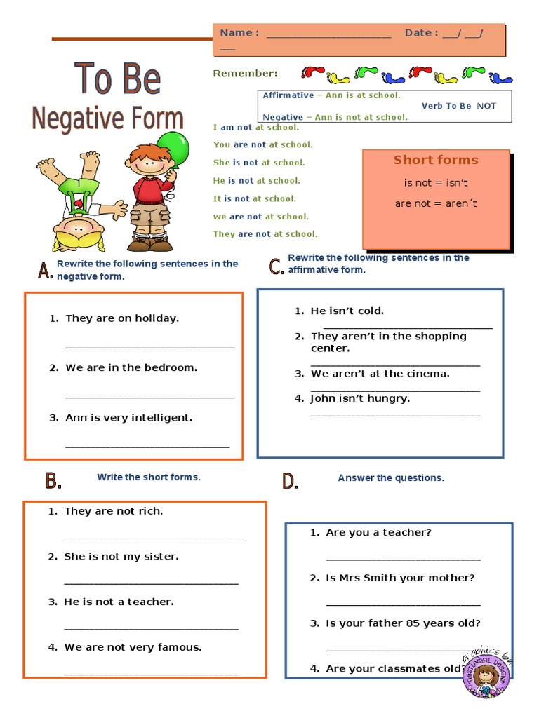 To Be Negative Form | PDF