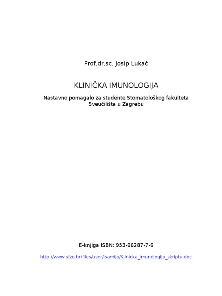 Klinicka Imunologija-Skripta A | PDF