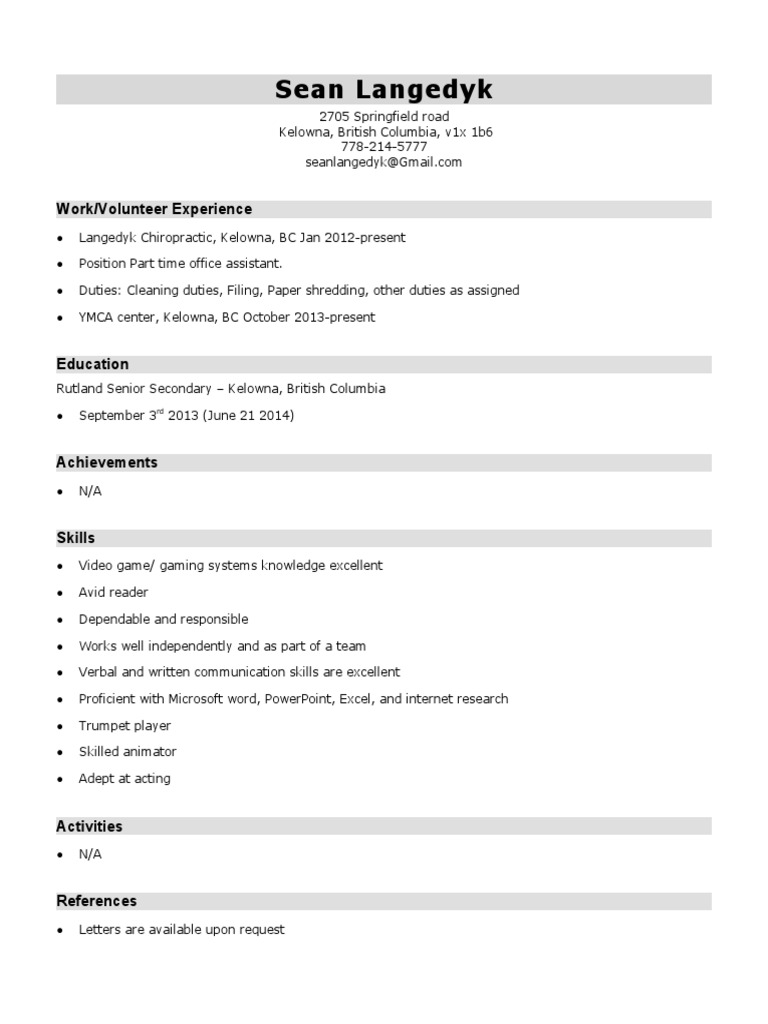 Sean Resume For Planning 11 | PDF
