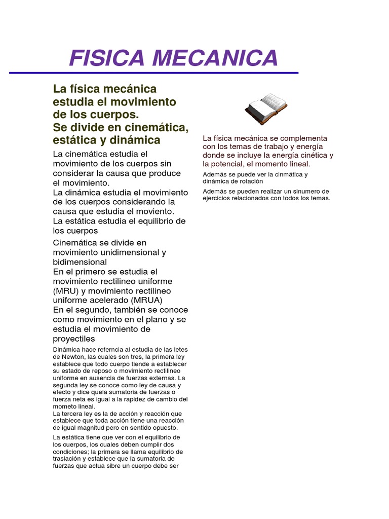 Fisica Mecanica | PDF | Movimiento (física) | Dinámica (Mecánica)