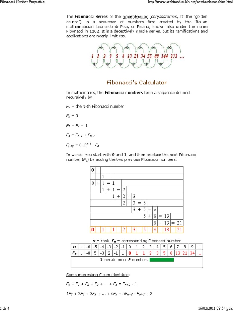 Fibonacci Number Properties | PDF | Discrete Mathematics | Mathematical ...