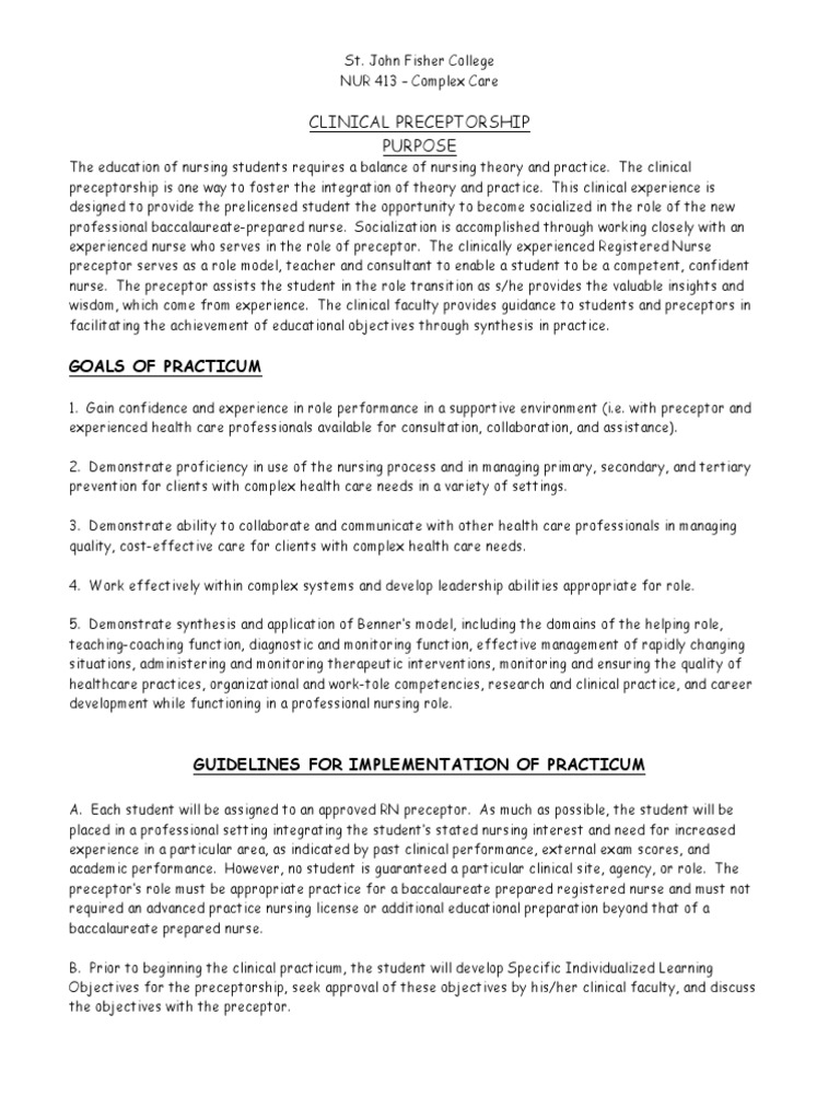 Nursing Preceptorship Guidelines | PDF | Nursing | Health Care