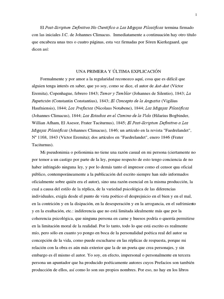 Kierkegaard Post Scriptum | PDF | Autor | Ironía