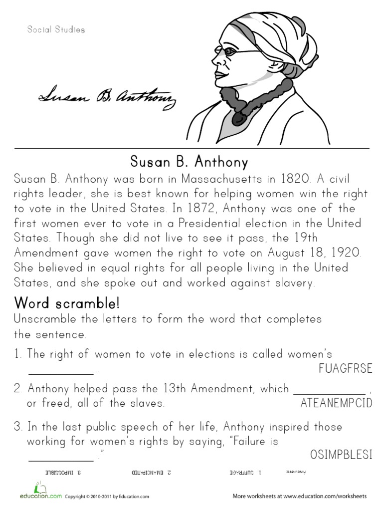 Susan B. Anthony: Women's Suffrage Advocate | PDF | Social Science