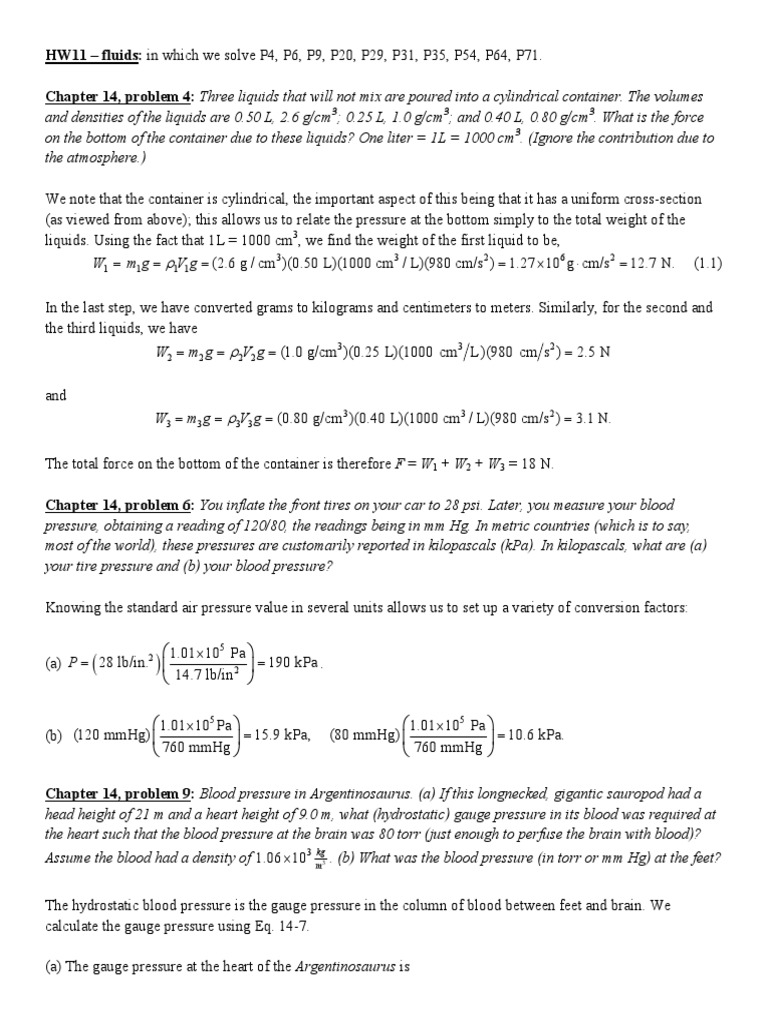 HW11 - Fluids PDF | PDF | Buoyancy | Pressure