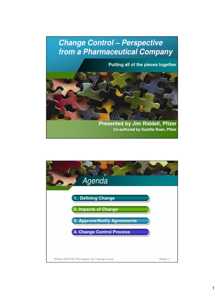 Change Control – Perspective from a Pharmaceutical Company: Defining ...