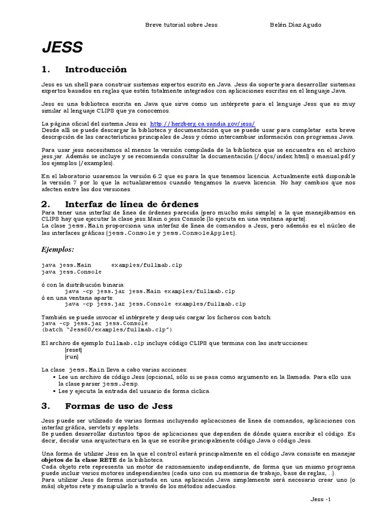 Tutorial Breve Jess Con Java | PDF | Java (lenguaje de programación ...