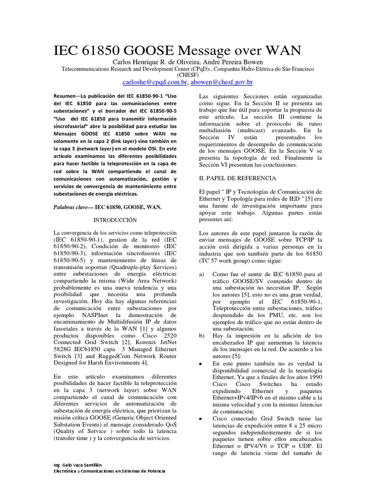 Iec 61850 Goose Message Over Wan | PDF | Red de área amplia | Red de computadoras