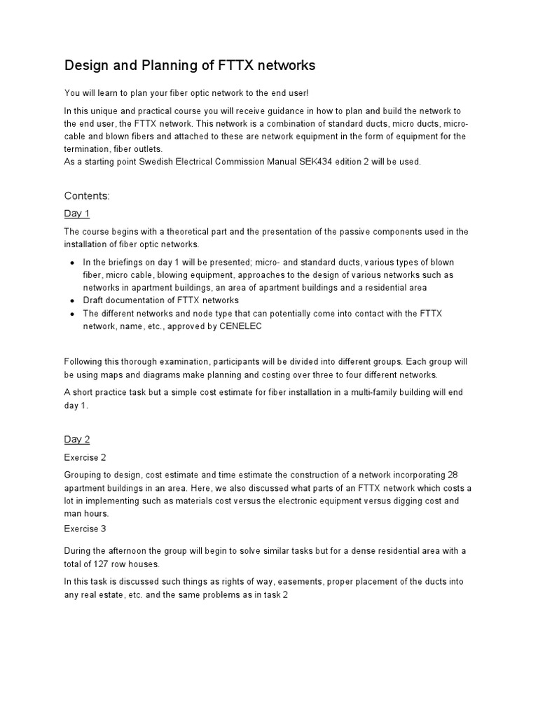 Design and Planning of Fttx-Networks | PDF | Fiber To The X | Computing