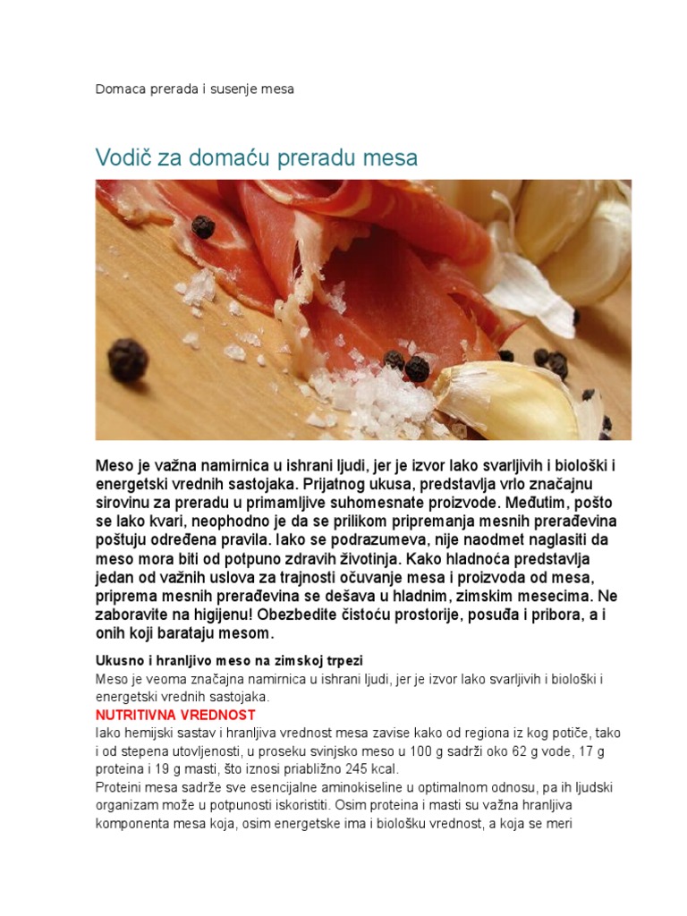 Domaca Prerada I Susenje Mesa | PDF