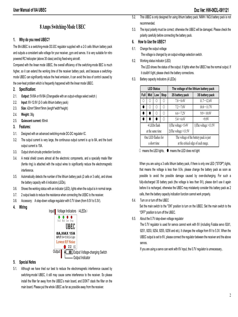 Datasheet UBEC | PDF | Battery (Electricity) | Electrical Equipment