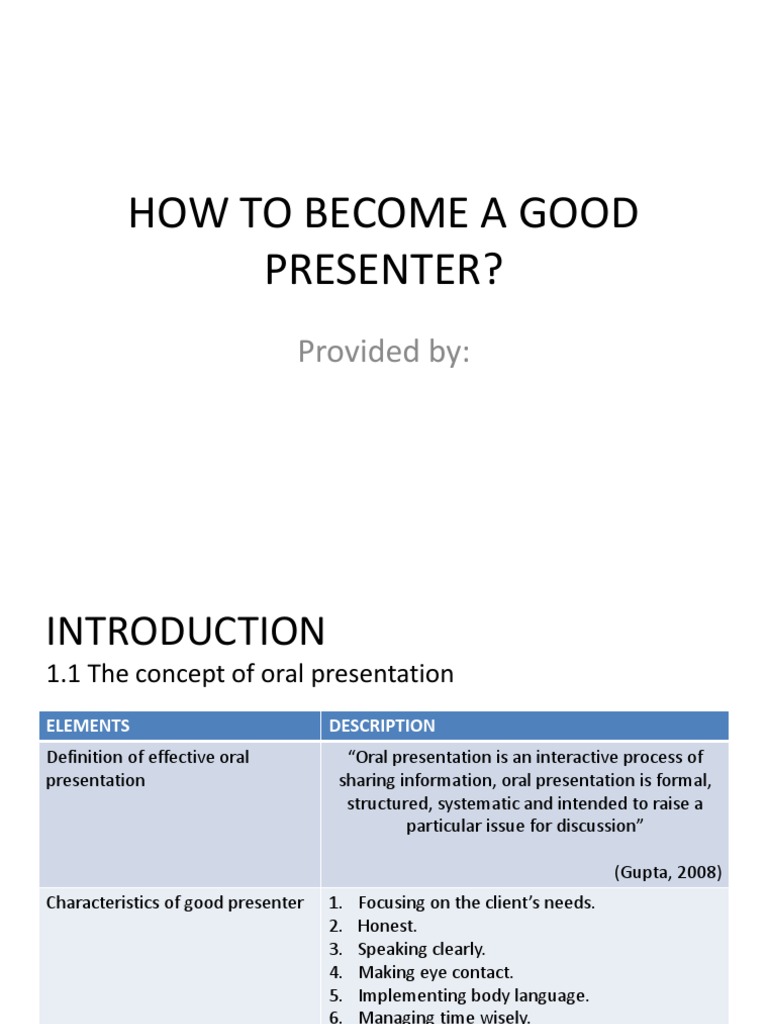 How To Be A Good Presenter 1 | PDF | Job Interview | Cognition