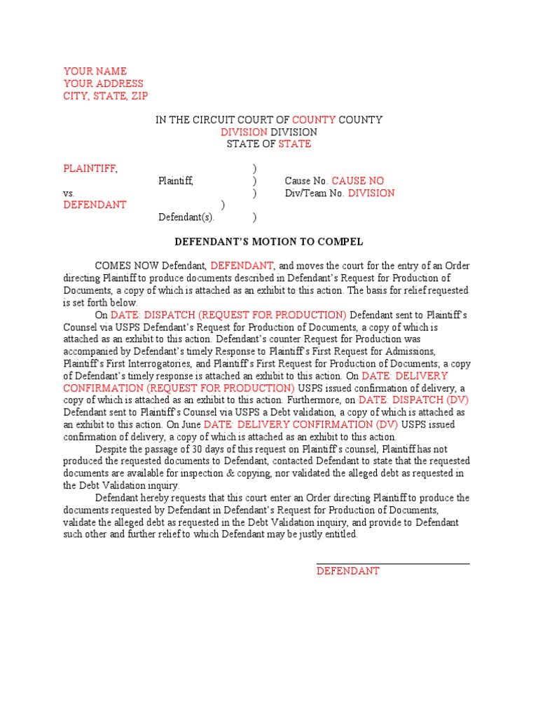 Defendant Motion To Compel | PDF