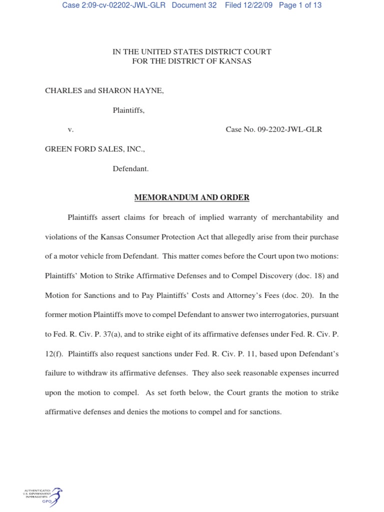 How To Motion To Strike Affirmative Defenses | PDF | Pleading | Motion ...