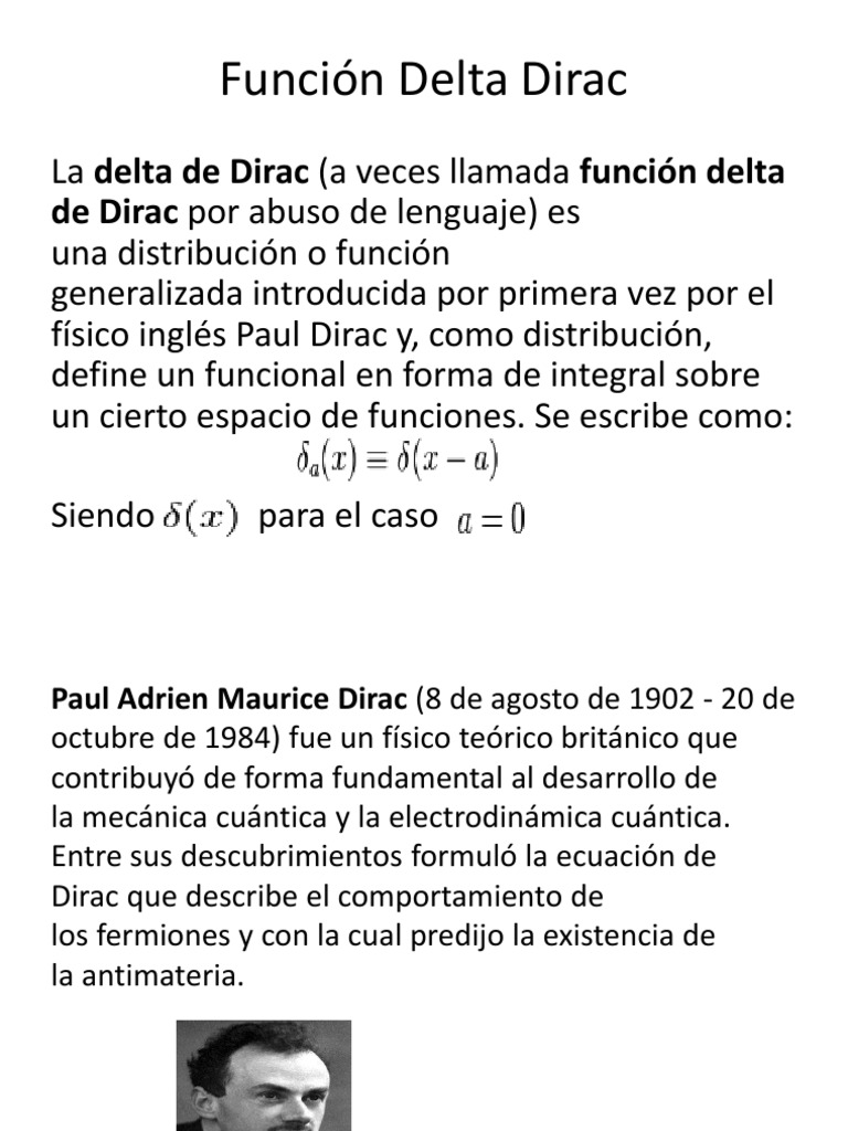 Función Delta Dirac | PDF | Métodos y materiales de enseñanza | Ciencia ...