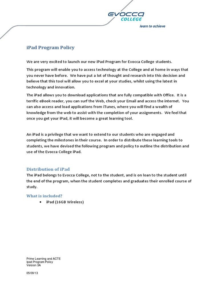 Ipad Policy PDF | PDF | I Pad | Classroom