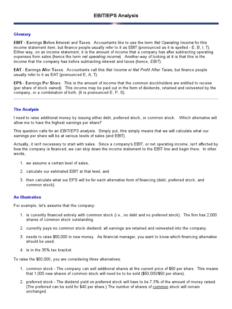 Ebit Eps Analysis | PDF | Preferred Stock | Earnings Per Share