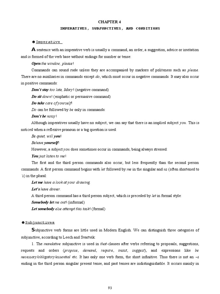 Imperatives, Subjentives, and Conditions | Download Free PDF | Subject (Grammar) | Linguistic ...