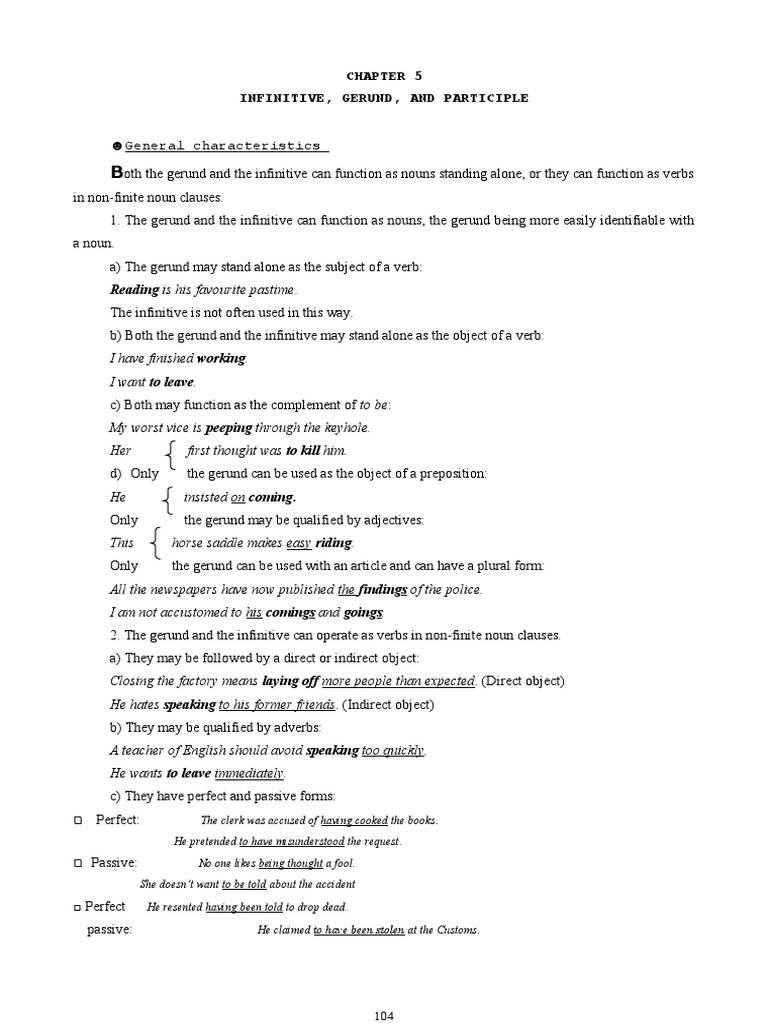 Infinitive, Gerund, and Participle Guide | PDF | Verb | Noun