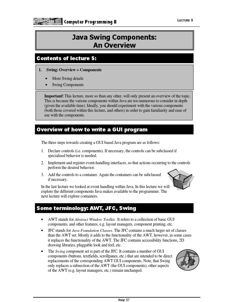 Java Swing Components - An Overview | PDF