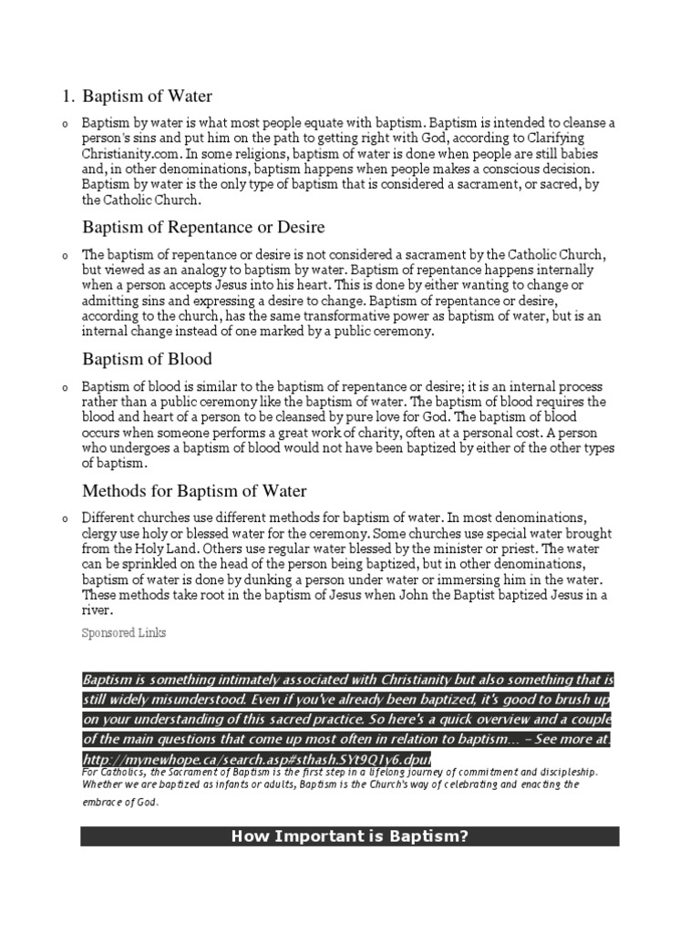 Baptism of Water: How Important Is Baptism? | PDF | Baptism | Anointing
