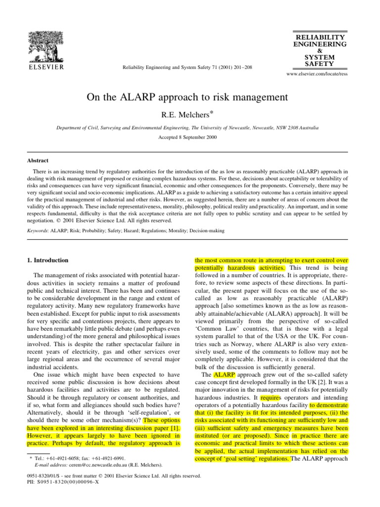 A-1-On The ALARP Approach To Risk Management | PDF | Risk | Risk Management