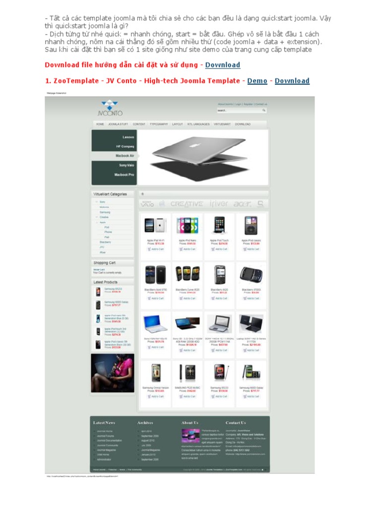 Template Joomla Quickstart | PDF