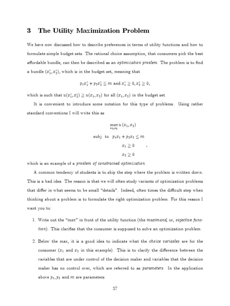 3 The Utility Maximization Problem | PDF | Mathematical Optimization ...