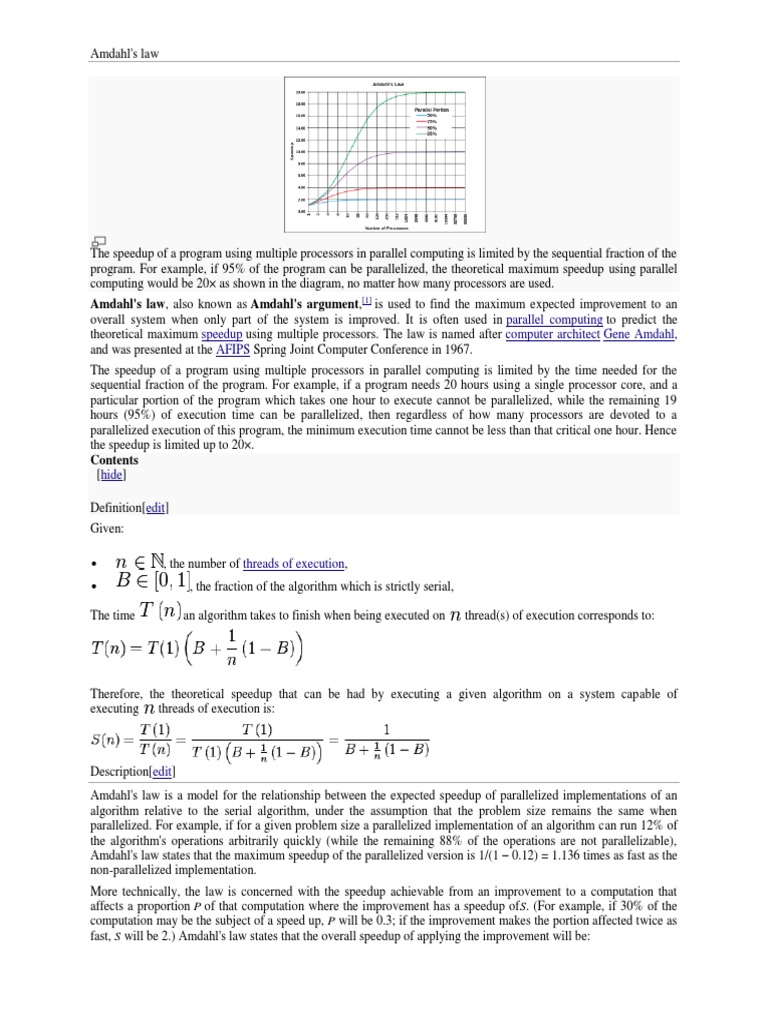 Amdahl's Law, Also Known As Amdahl's Argument,: Parallel Computing ...