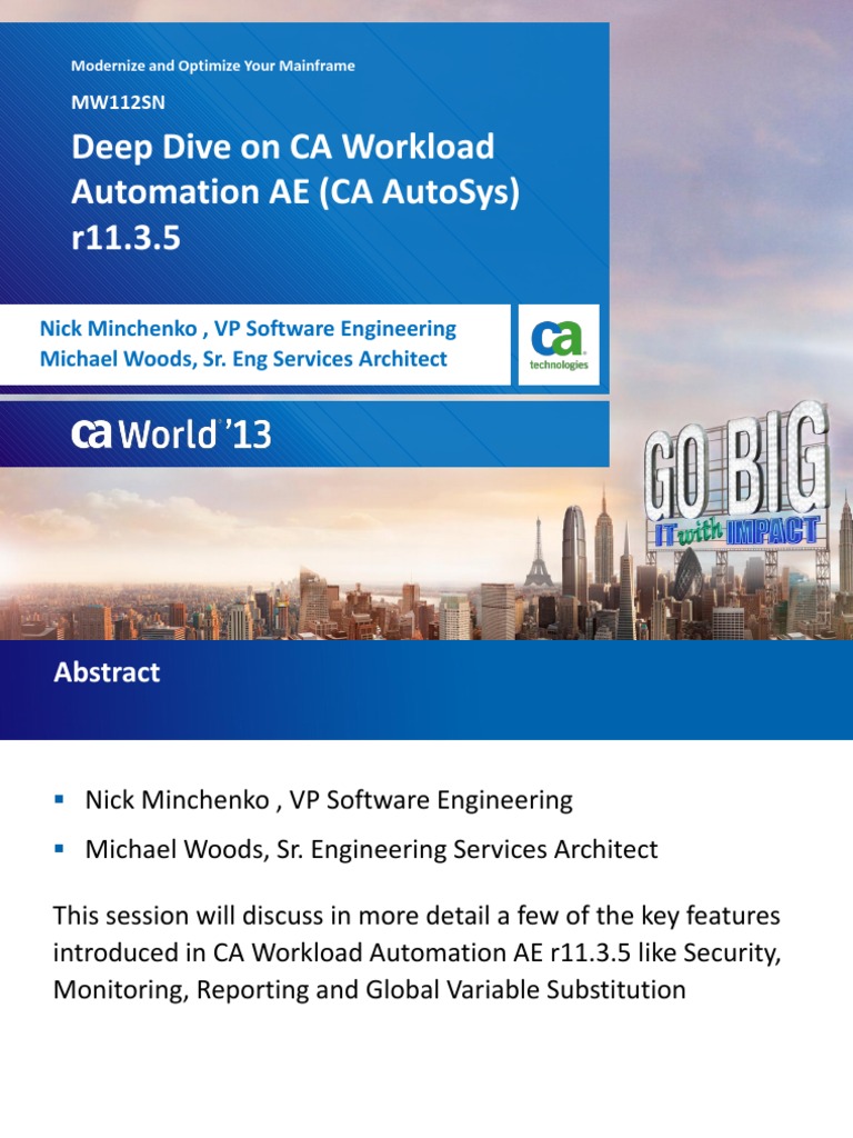 MW112SN - Deep Dive On CA Workload AE (CA AutoSys) r11.3.5-Mw112sn ...
