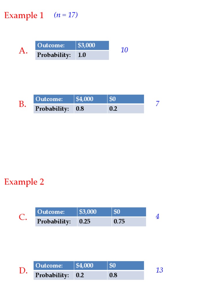 Example 1: Outcome: $3,000 | PDF | Green | Probability