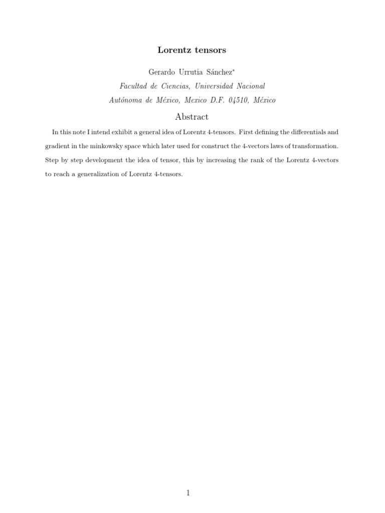 Lorentz Tensors | PDF | Theoretical Physics | Mathematical Analysis