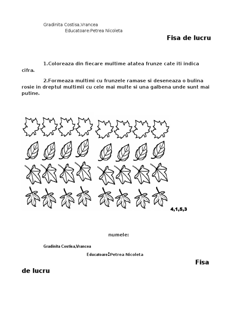 Fisa Mate Frunze | PDF
