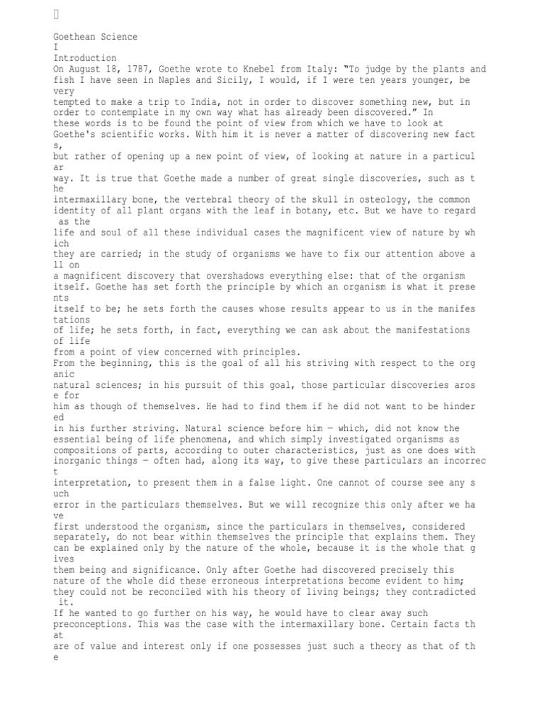 Goethean Science | PDF | Johann Wolfgang Von Goethe | Physiognomy