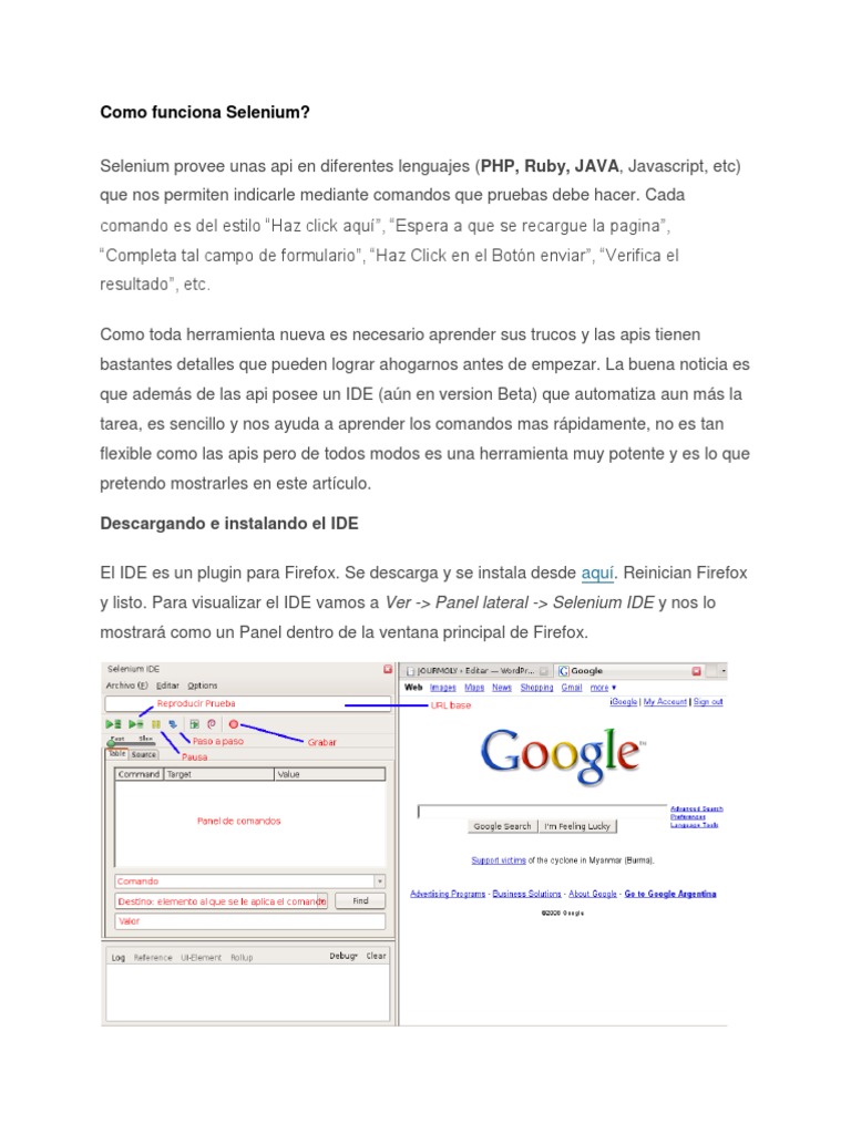 Como Funciona Selenium | PDF | Selenio (software) | Ingeniería de software Como Funciona Selenium | PDF | Selenio (software) | Ingeniería de software