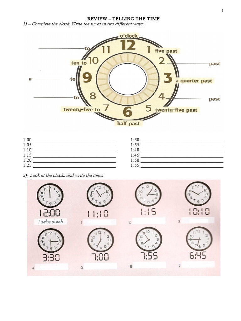 Time-Telling Practice Worksheet | PDF