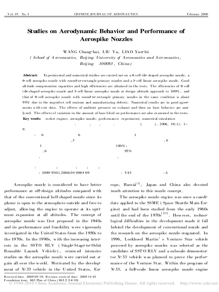 Studies On Aerodynamic Behavior and Performance of Aerospike Nozzles | PDF | Applied And ...