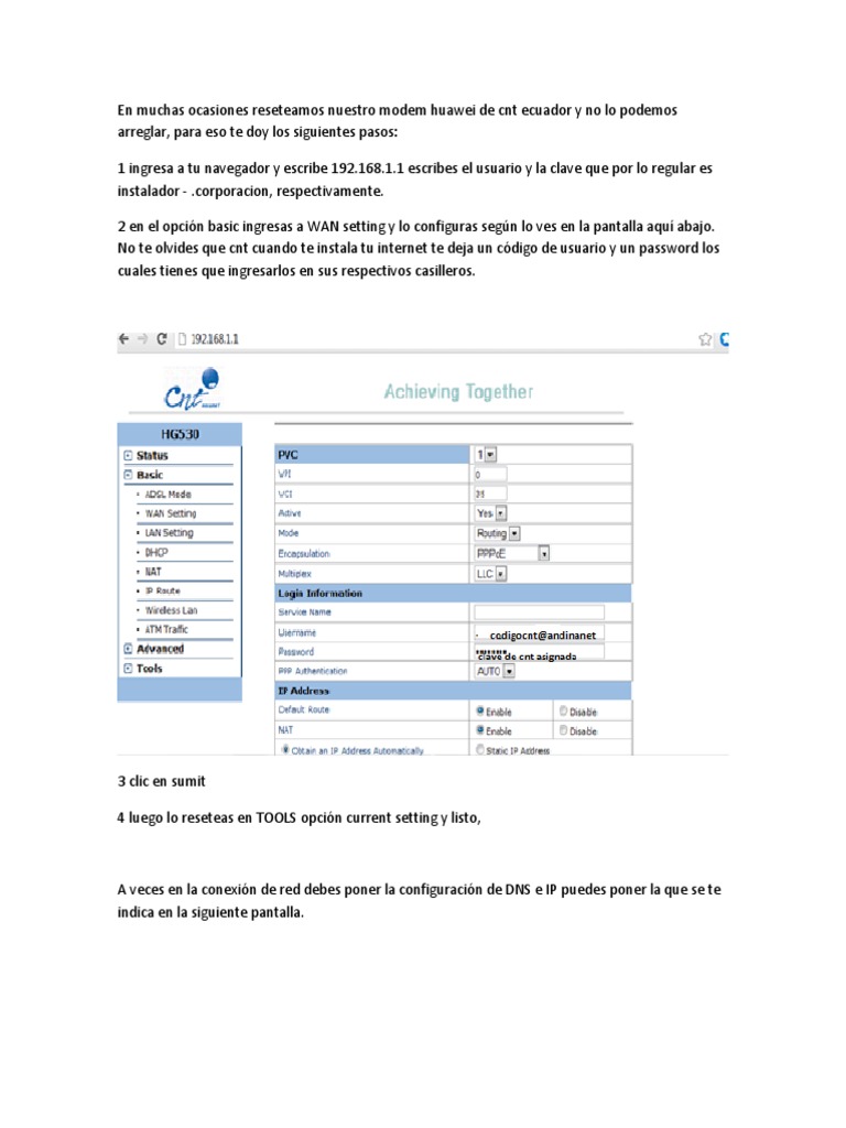Arreglar Modem CNT Ecuador | PDF